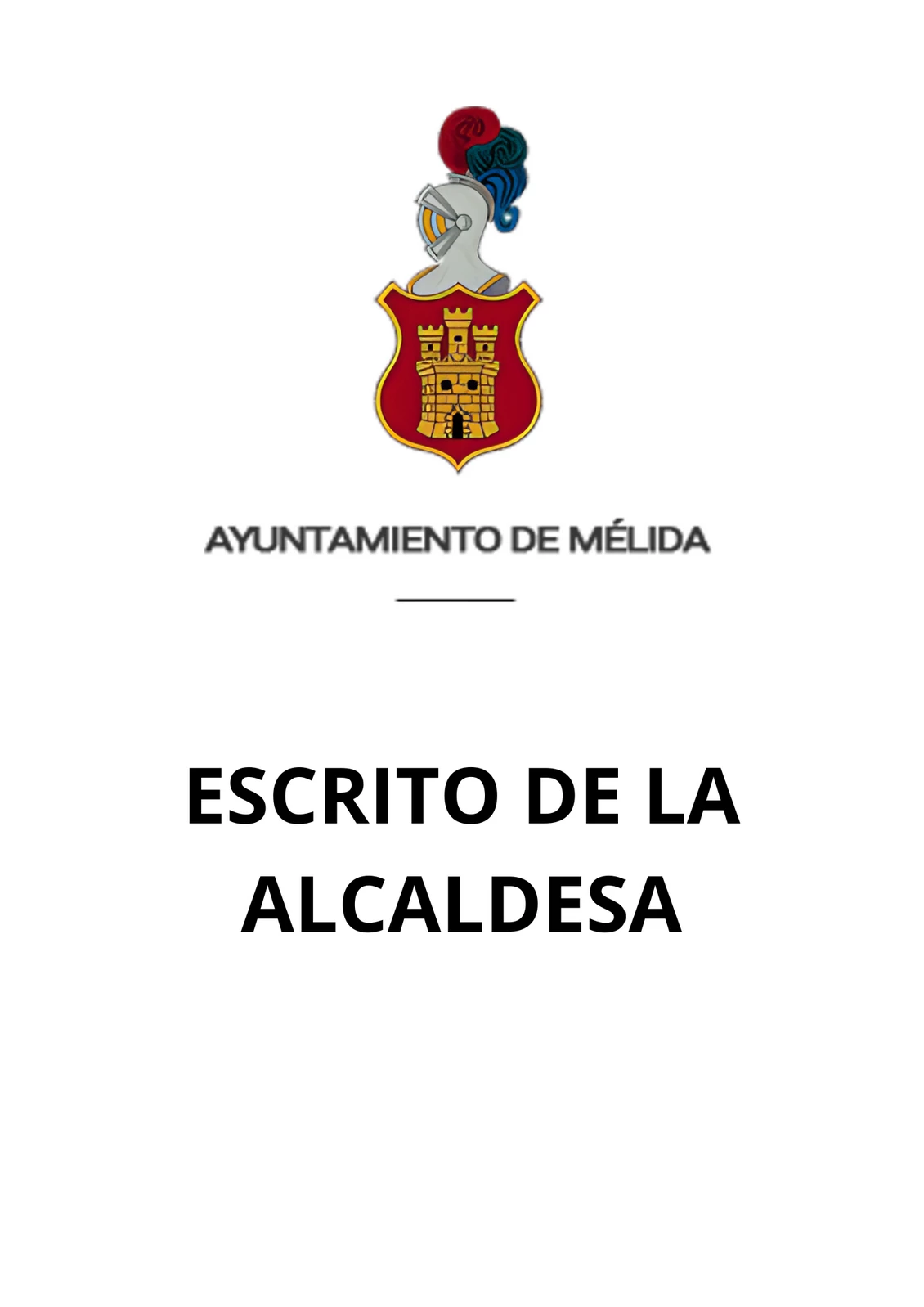 Escrito de la Alcaldesa - Ayuntamiento de Mélida